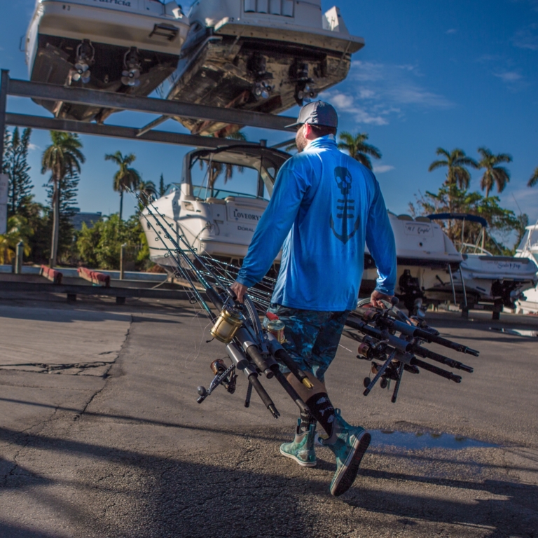 PRO 5: GRAY portable fishing rod rack and rod holders